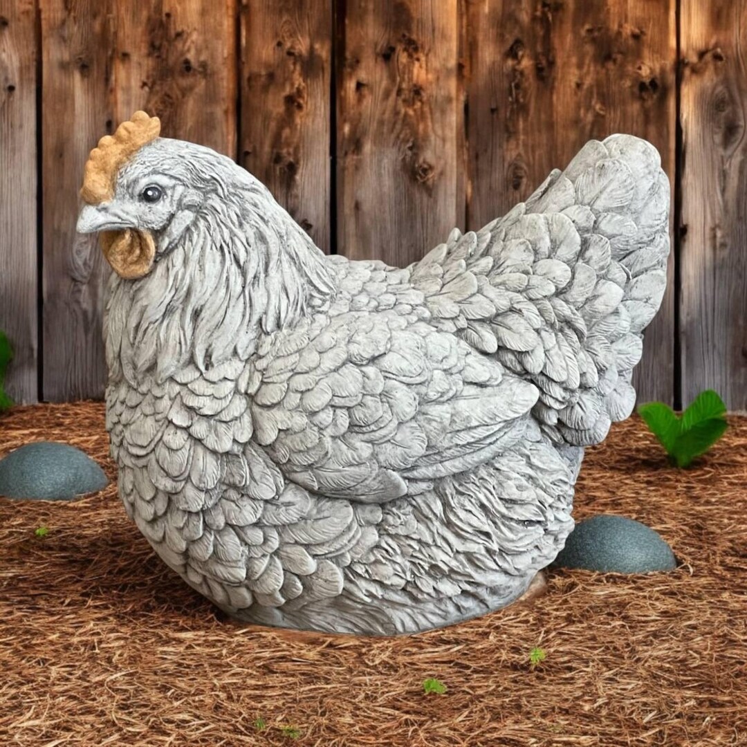 Massive Chicken Statue Painted Hen Figurine Extra Large Hen Chicken ...