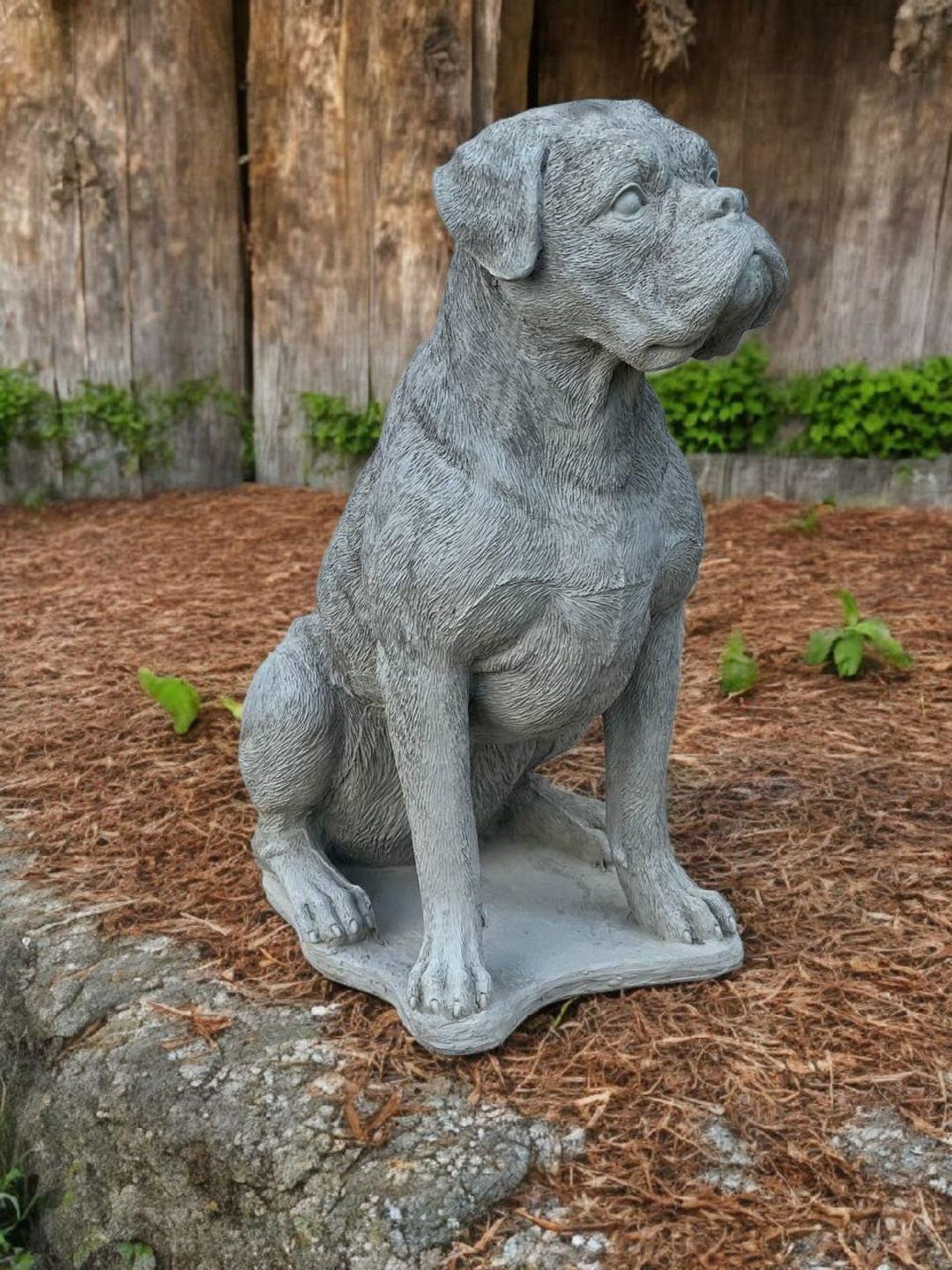 Large Boxer Dog Figure Sitting Boxer Sculpture Guardian Dog Figurine ...