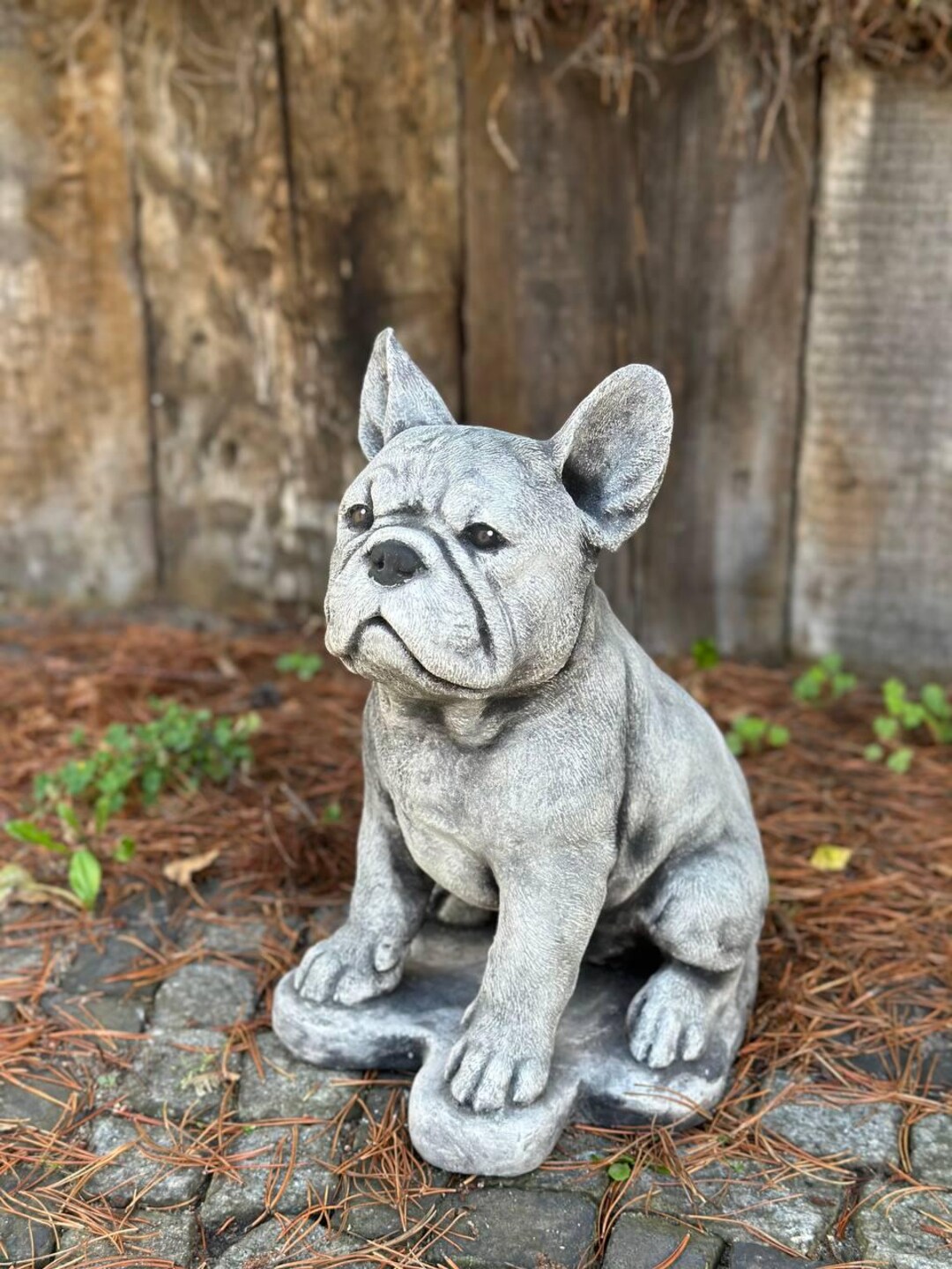 French Bulldog Painted Statue Sitting Dog Garden Figurine Outdoor Dog ...
