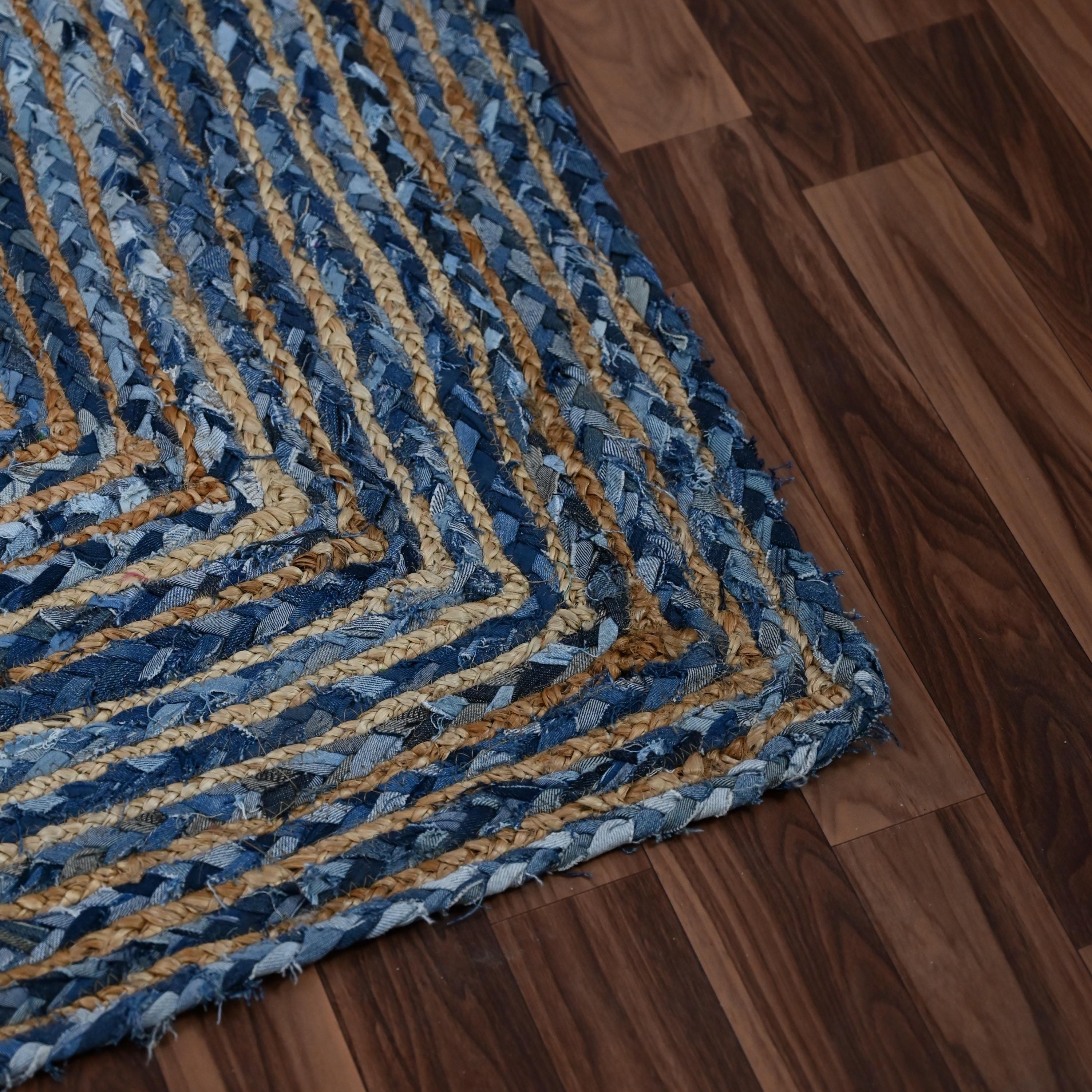 Denim Chindi Rug, Handmade Jute Rug, Chindi Jute Rug, Kitchen Area Rug ...