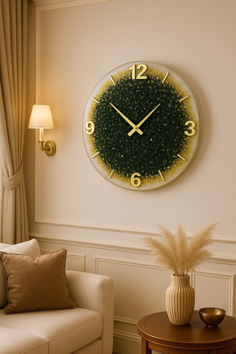 Handmade Epoxy Resin Geode Wall Clock – 20" Large 50cm Modern Designer ...