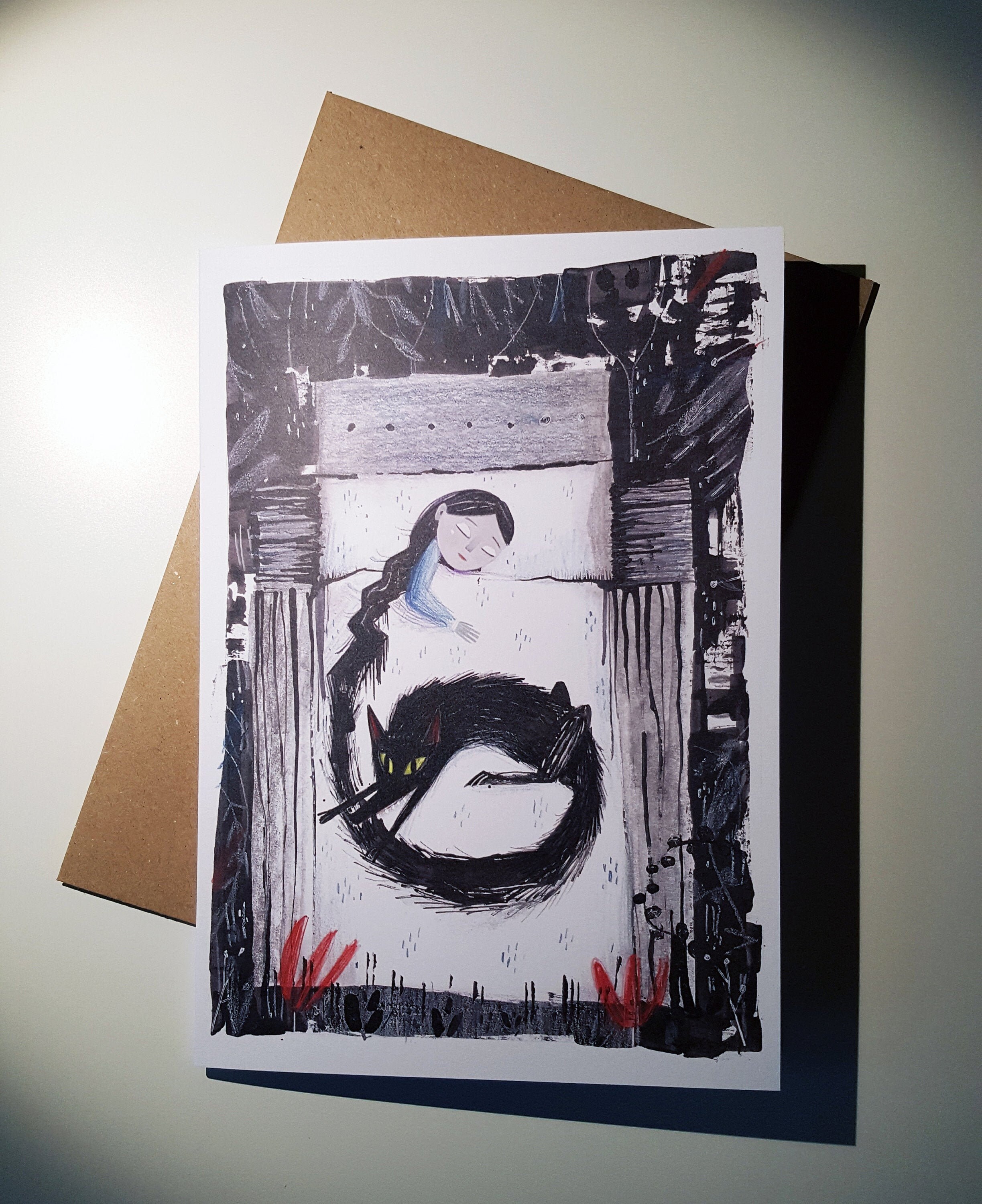 Falling Asleep Scared Greetings Card From My Folk and - Etsy