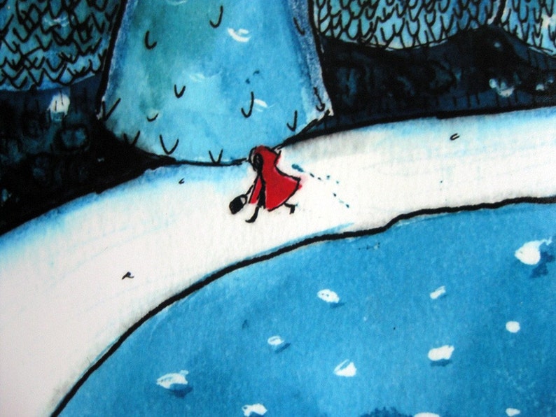 Granny's House Little Red Riding Hood Print From Ink and Watercolour ...