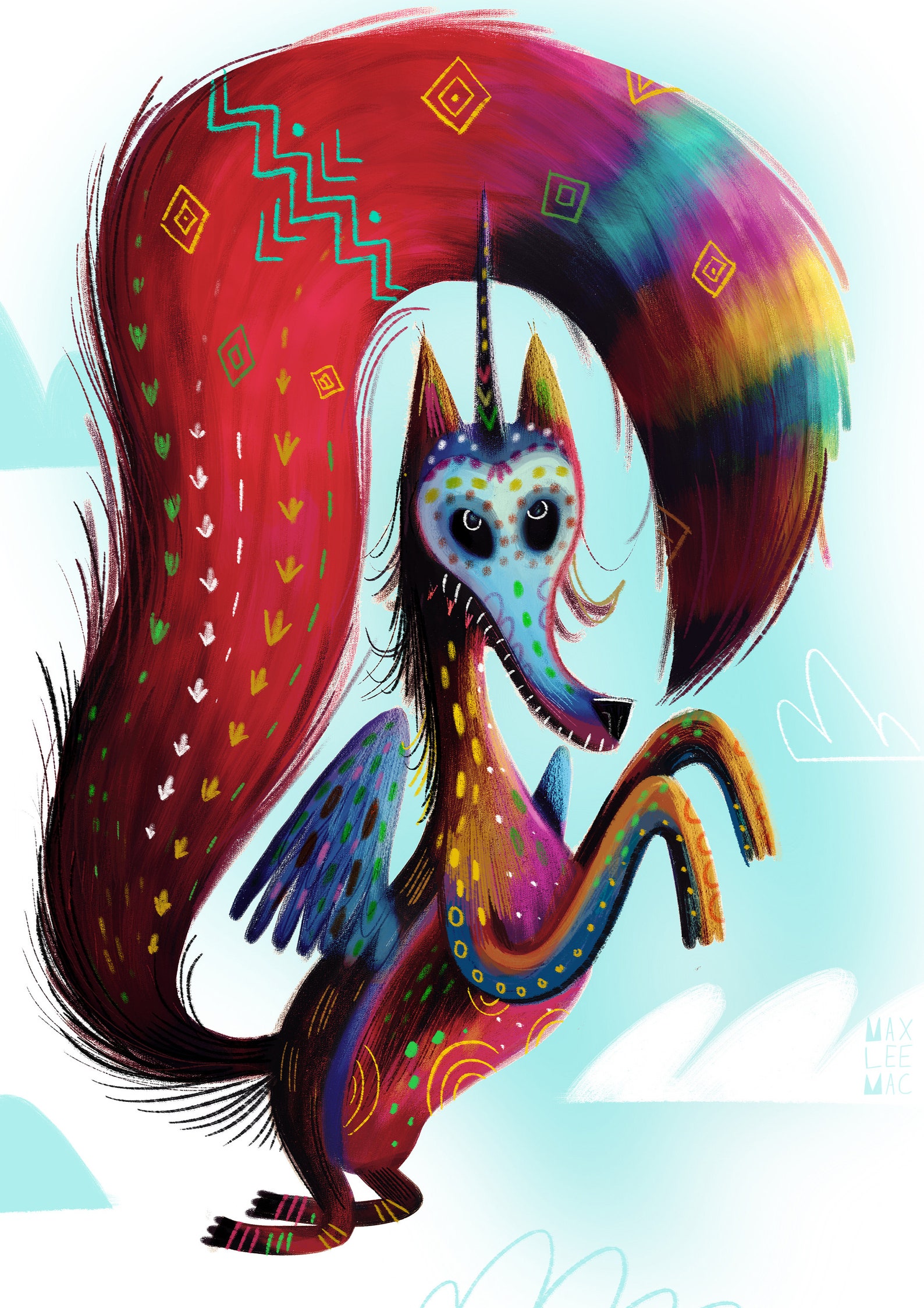 Mexican Alejibres Style Unicorn Fox Art Print de Original - Etsy España