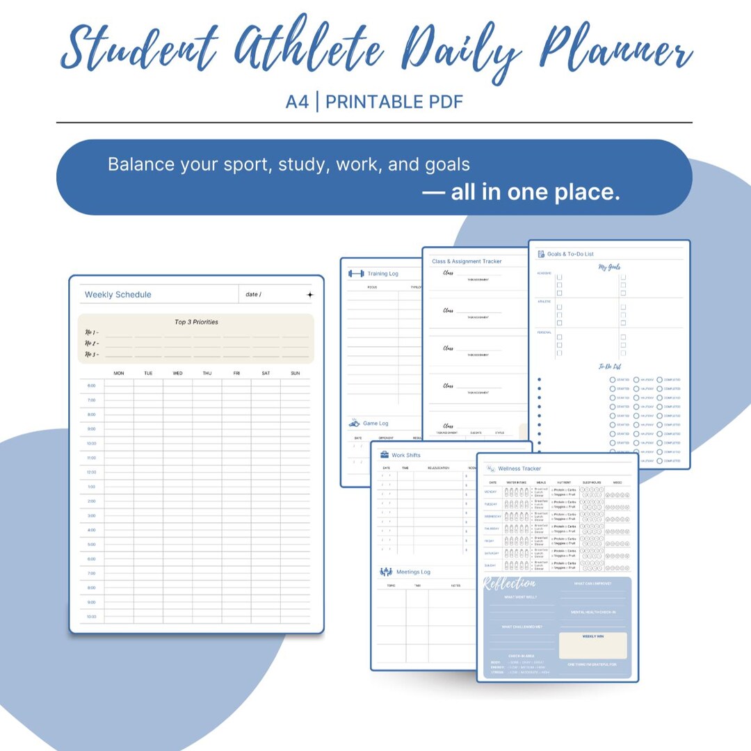 Student Athlete Planner Printable | Daily Schedule for College Athletes ...