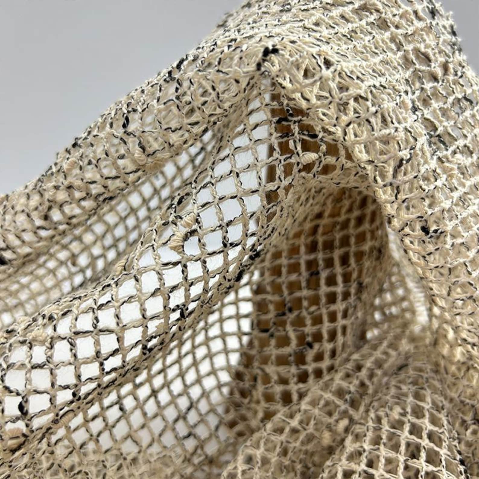 1.4 Meters Wide Beige Woven Cotton Grid Mesh Fishing Net Fabric Hollow ...