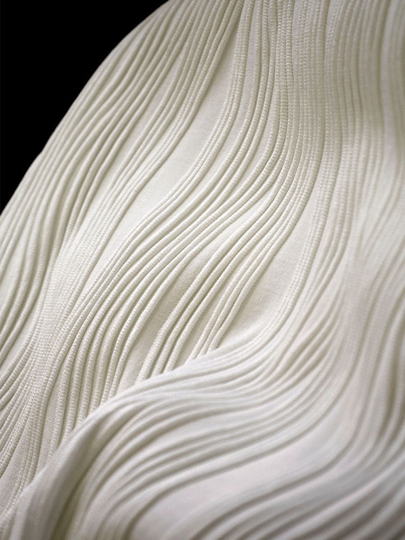 1.5 Meter Wide Ivory Elastic Stretchy Texture Linear Striped Fabric ...