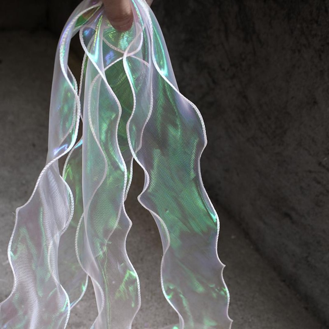 5 Meters 7cm 2.75" Wide Shinny White Laser Gradient Organza Tulle ...