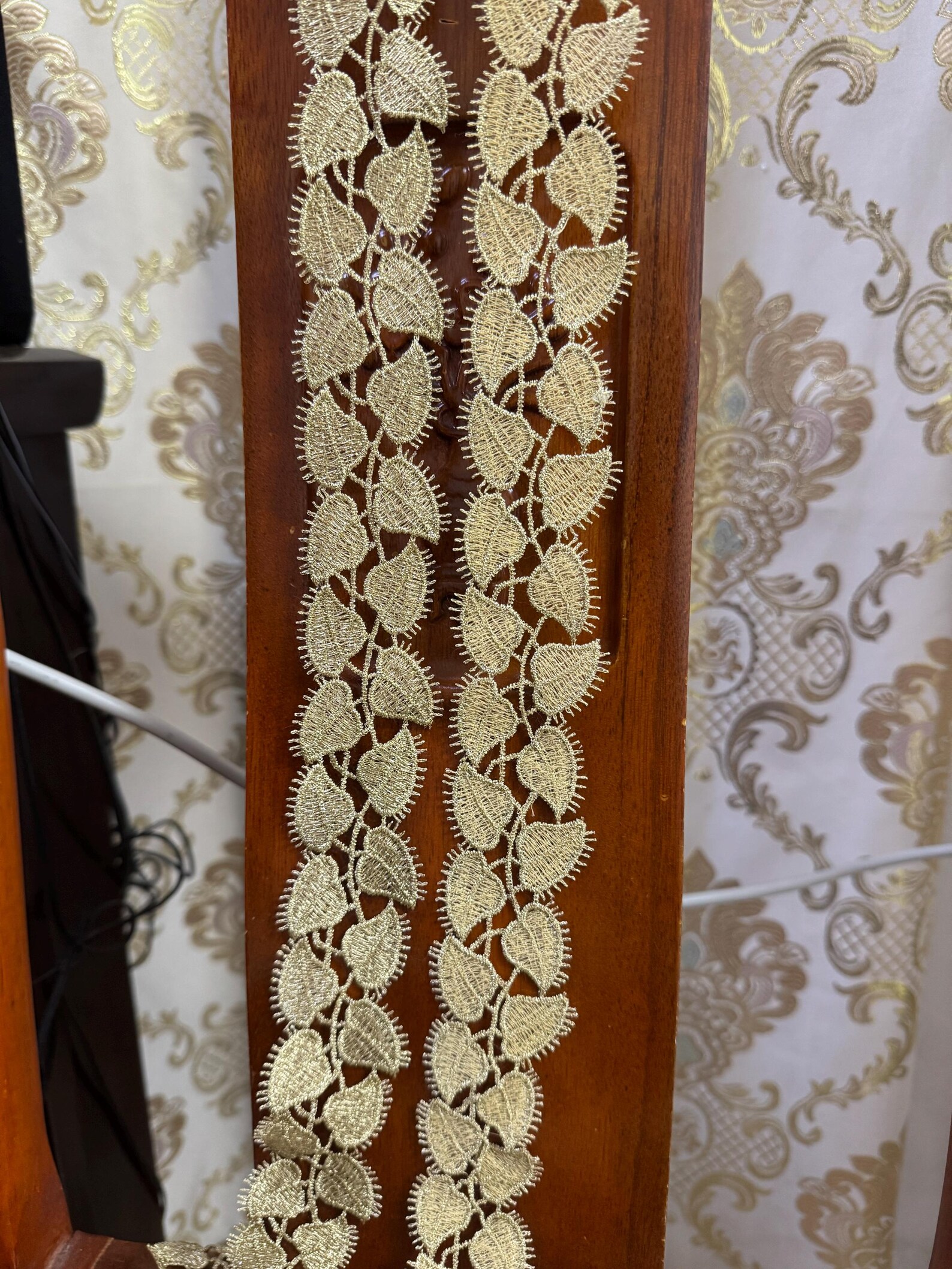 5 Yards 4.5cm 1.77" Wide Gold Braid Leaf Fabric Embroidery Wedding ...