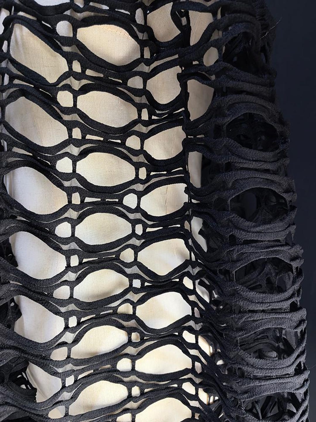Black Knitted Woven Elastic Super Large Mesh Hollow Fish Net Fabric ...