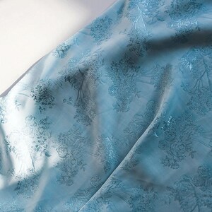 Blue/pink/green Rose Flower Royan Silk Jacquard Fabric Flowing Soft ...