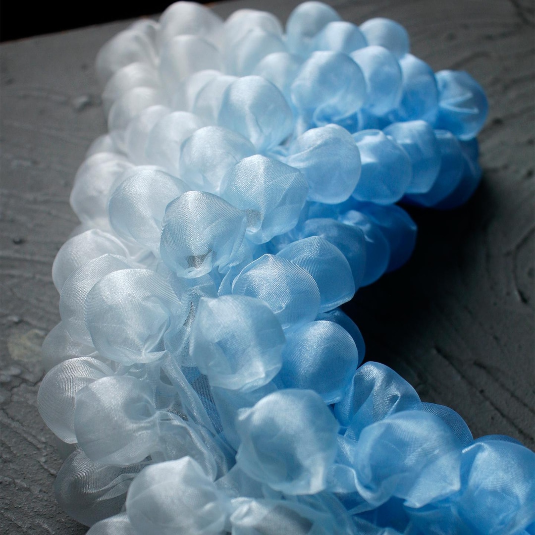 Sea Foam Transparent Blue White Gradient Concave Shape Bubble Fabric ...
