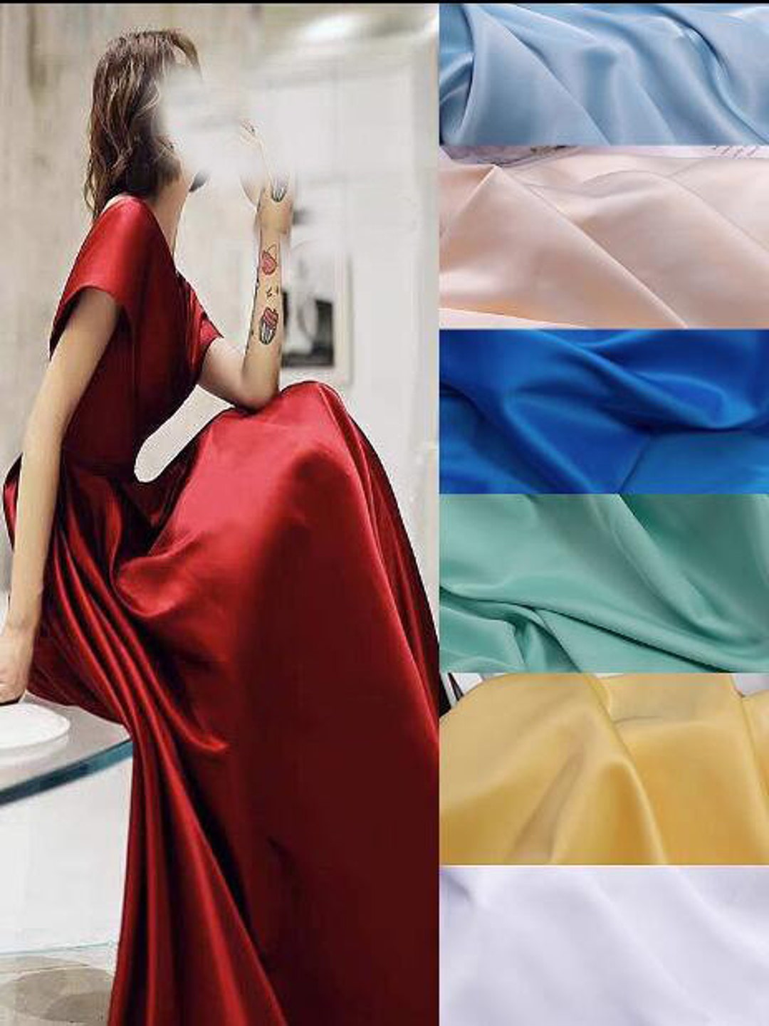1x1.5 Meters Wide Lustrous Acetate Satin Silk Fabric Smooth Draping ...