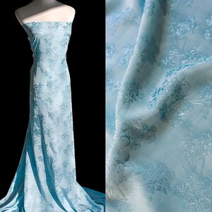 Blue/pink/green Rose Flower Royan Silk Jacquard Fabric Flowing Soft ...