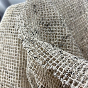 1.4 Meters Wide Beige Linen Woven Cotton Grid Mesh Fishing Net Fabric ...