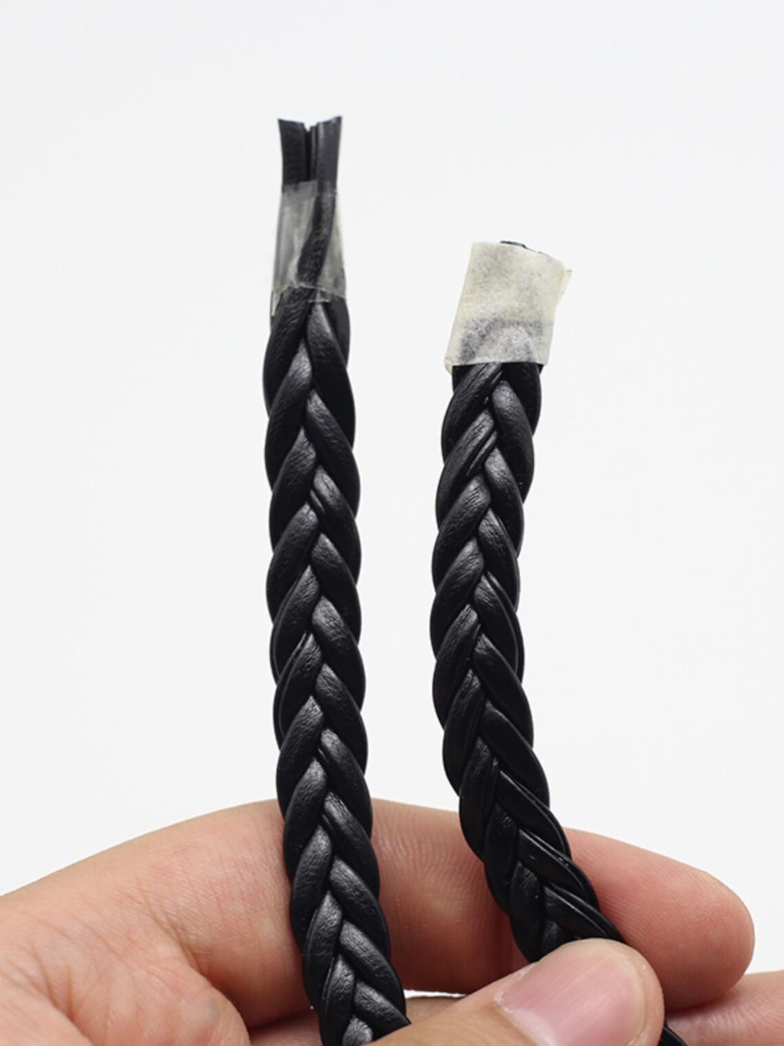 4 Meters 2pcs 9mm Wide Black Braided PU Leather Strap Rope Bracelet ...