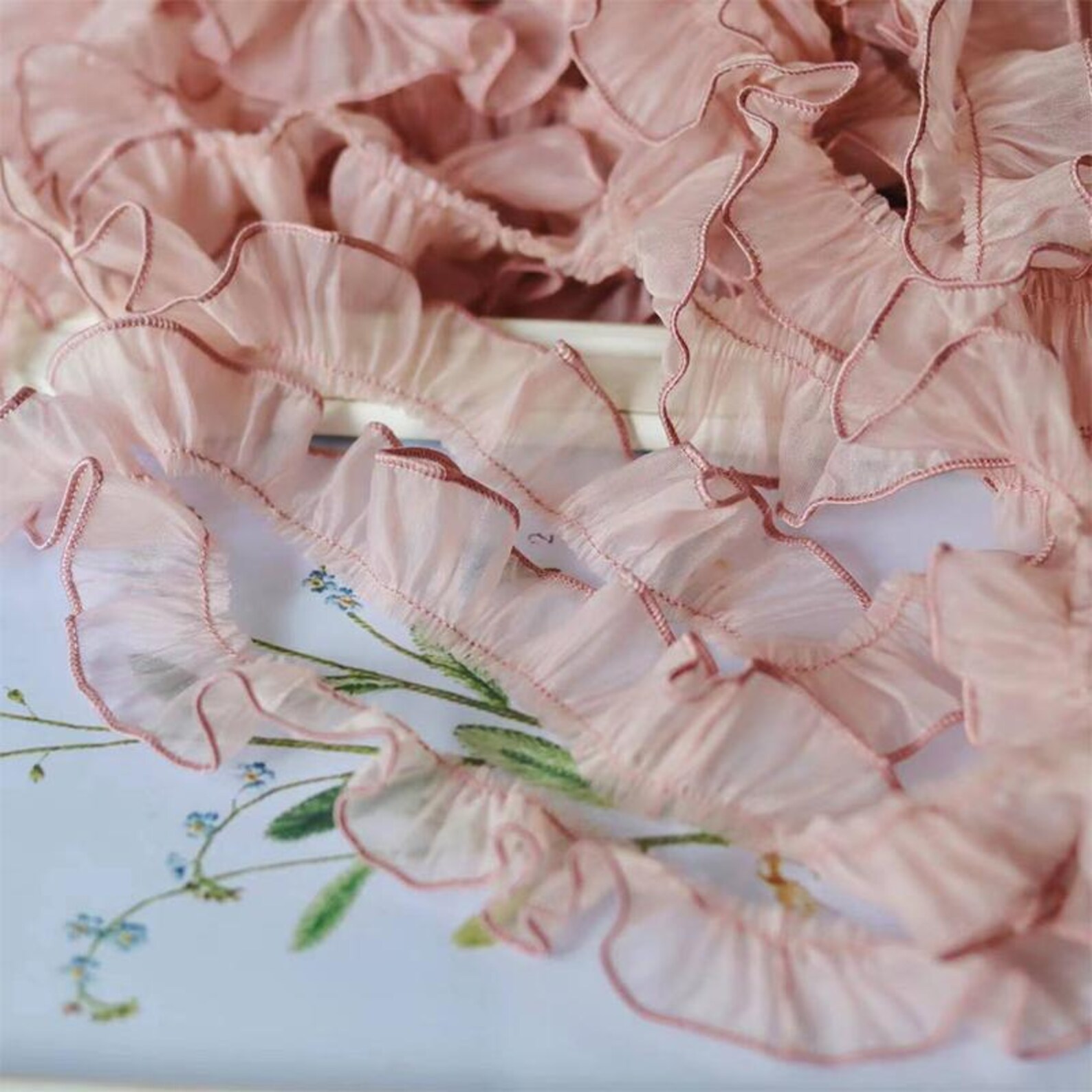 5 Meters 3-5cm Wide Ivory/pink/blue Soft Tulle Gauze Ruffle Pleat Child ...