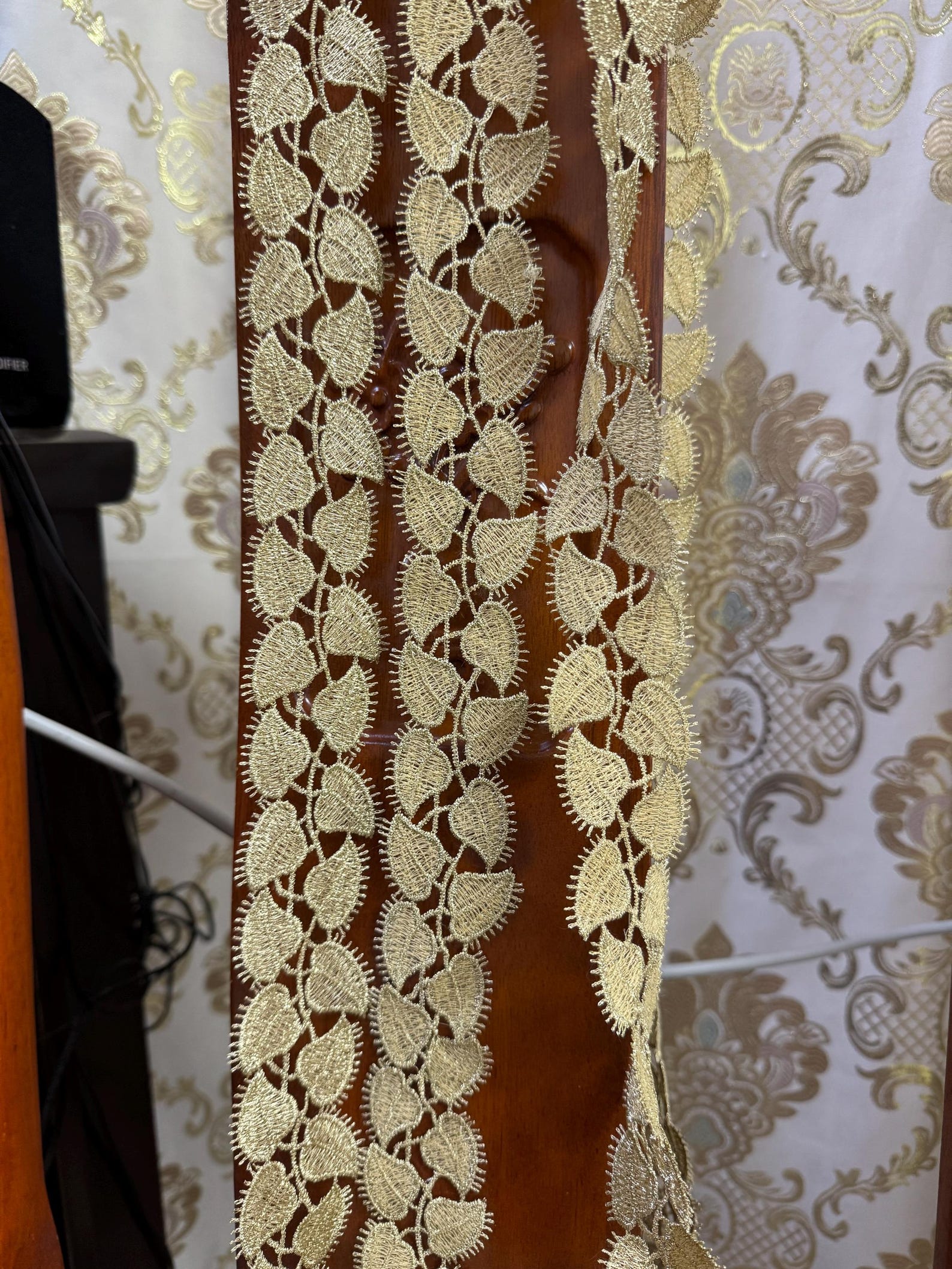 5 Yards 4.5cm 1.77" Wide Gold Braid Leaf Fabric Embroidery Wedding ...