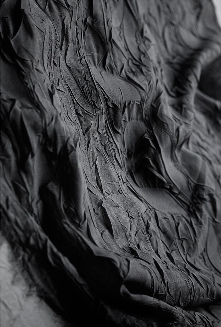 1.25meters Wide Dark Gray Pressed Texture Sheer Fabric DIY Evening ...