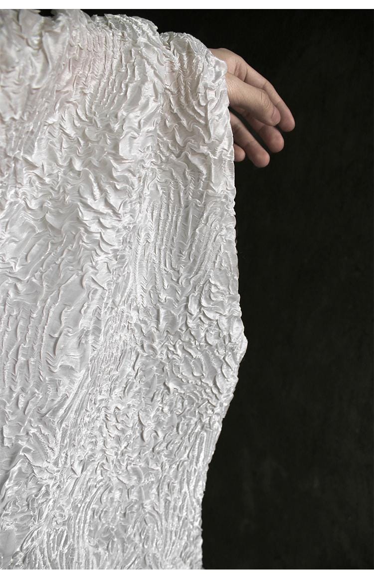 1.5 Meters Wide Ivory Water Ripple Irregular Texture Folded Satin ...