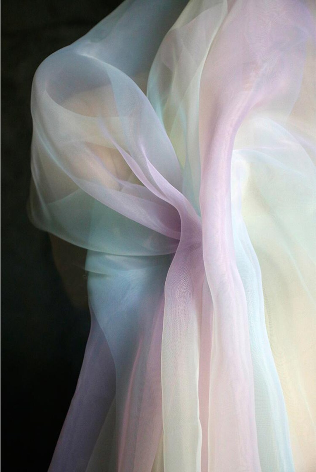 Rainbow Yarn Gradient Perspective Mesh Gauze Tulle Fabric Children ...