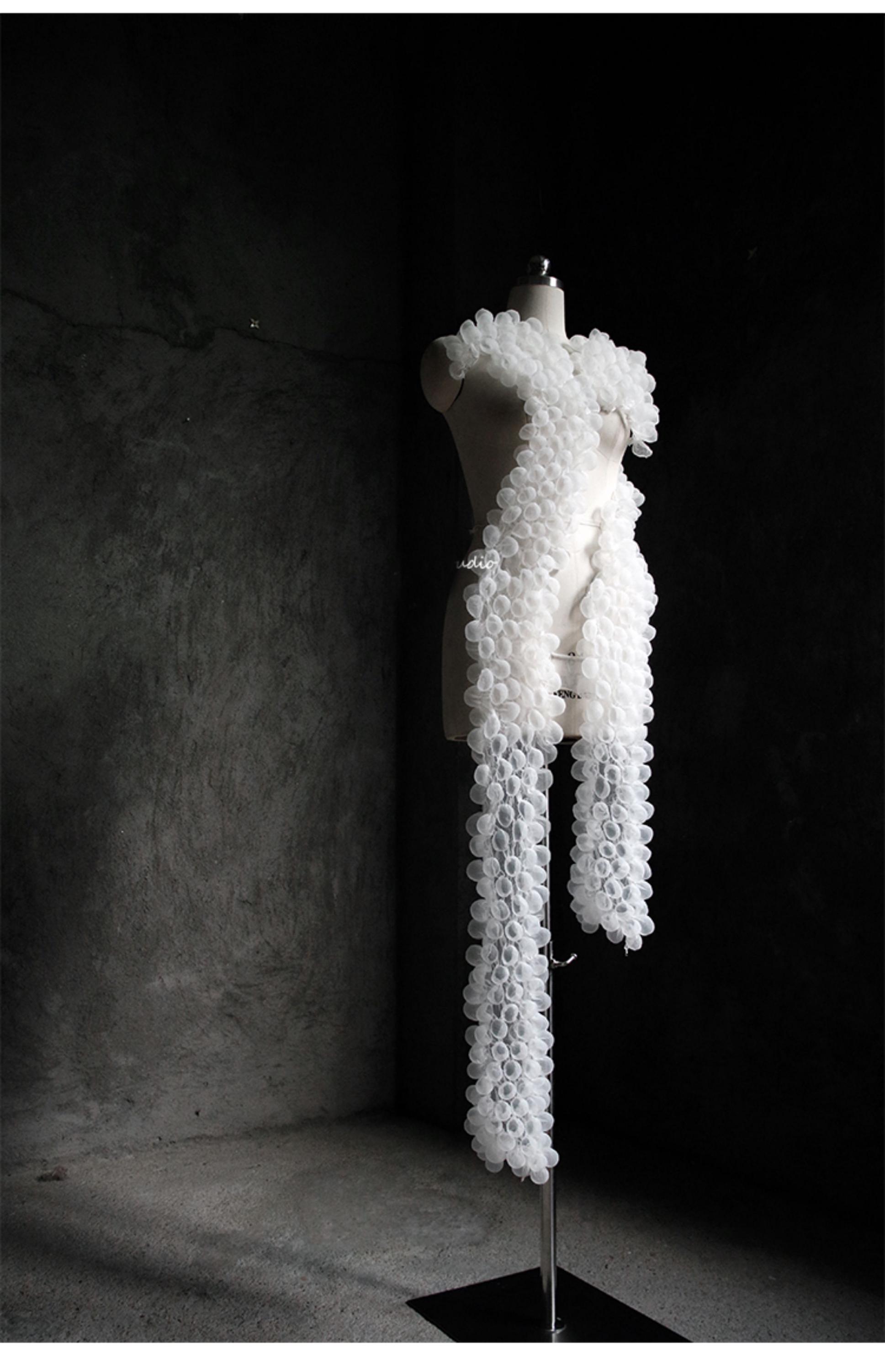 Ivory Lace Yarn Bubble Fabric Seersucker Gauze Tull DIY Dress Skirt ...