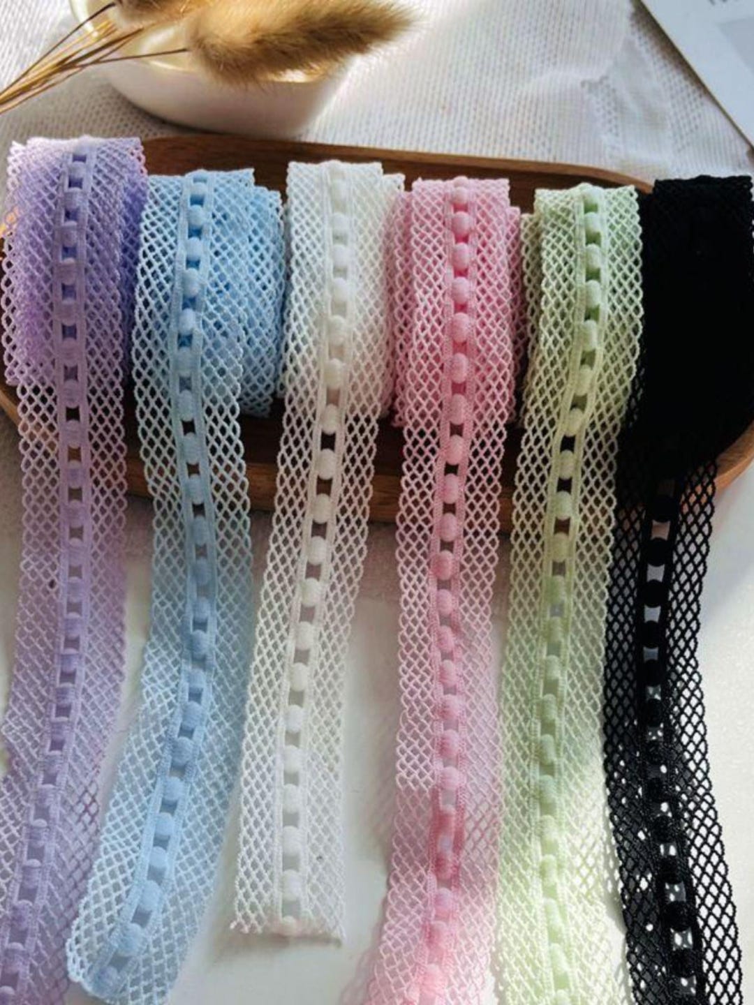 10 Meters 2cm 0.78" Wide Colorful Mesh Embroidery Elastic Lace DIY ...