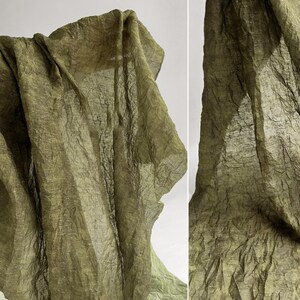 1.5 Meters Wide Green Wrinkled Texture Lightweight Cotton Blend Fabric ...