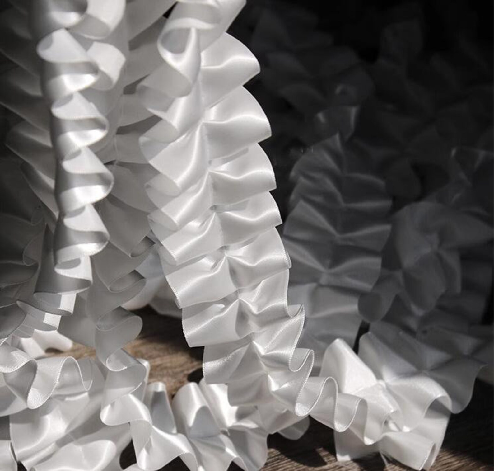 5 Meters 2-2.5cm Wide Black/white Satin Wrinkle Pleated Ruffle Wedding ...