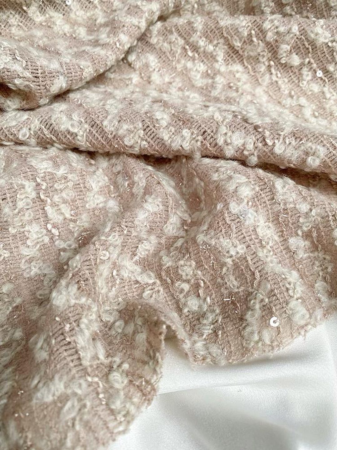 1.45 Meters Wide Taro Purple Small Loop Woven Sequin Bright Silk Wool ...