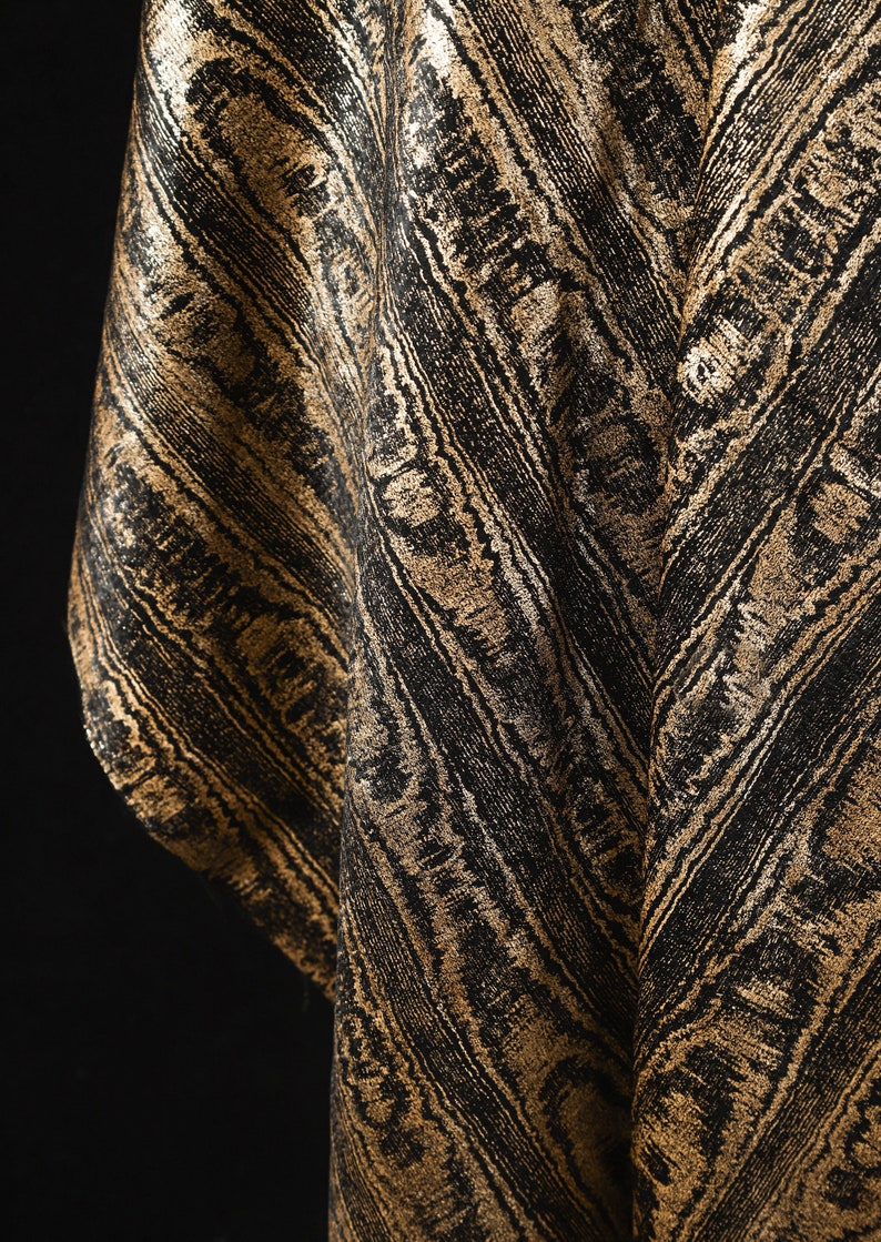 Black Gold Tree Bark Pattern Hot Stamping Fabric Thin Gold Wire ...
