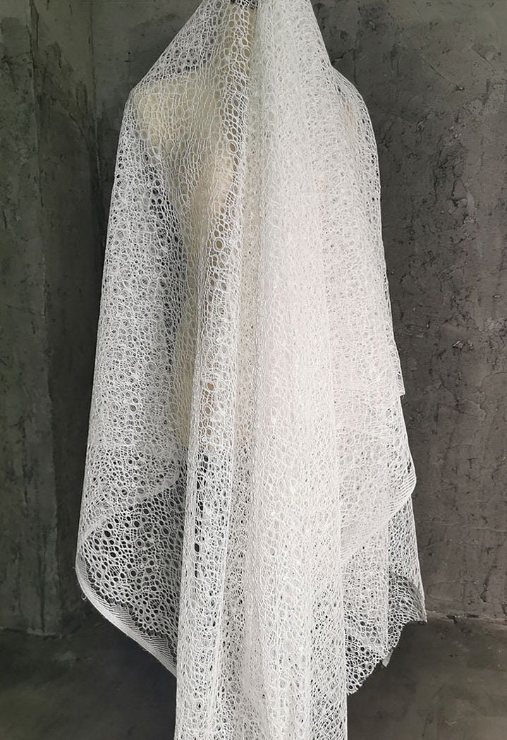 Black/white Hollow Mesh Dots Texture Fabric Wedding Dress Party Evening ...