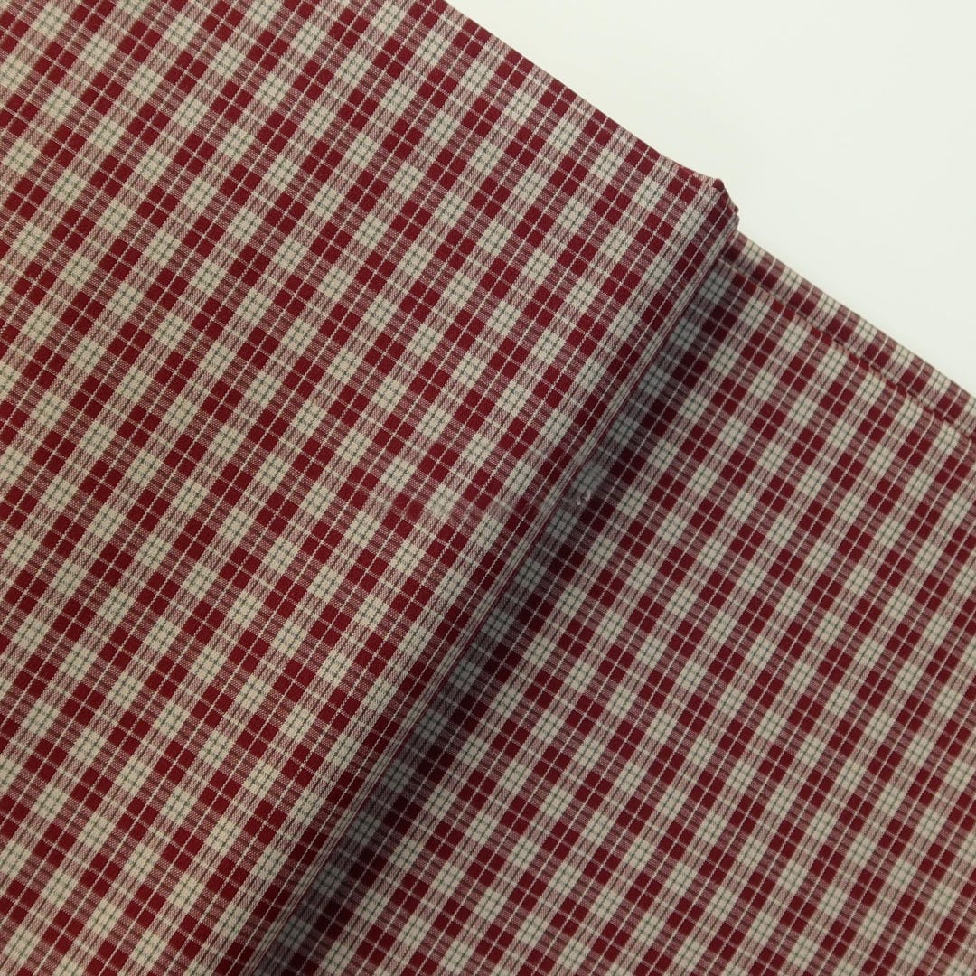 Dark Red Pure Cotton Vintage Checkered Fabric Tablecloth Headband Shirt ...