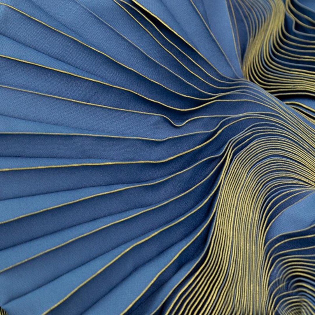 1.4 Meters Wide Ocean Blue Shining Organ Ruffle Pleat Fabric Evening ...