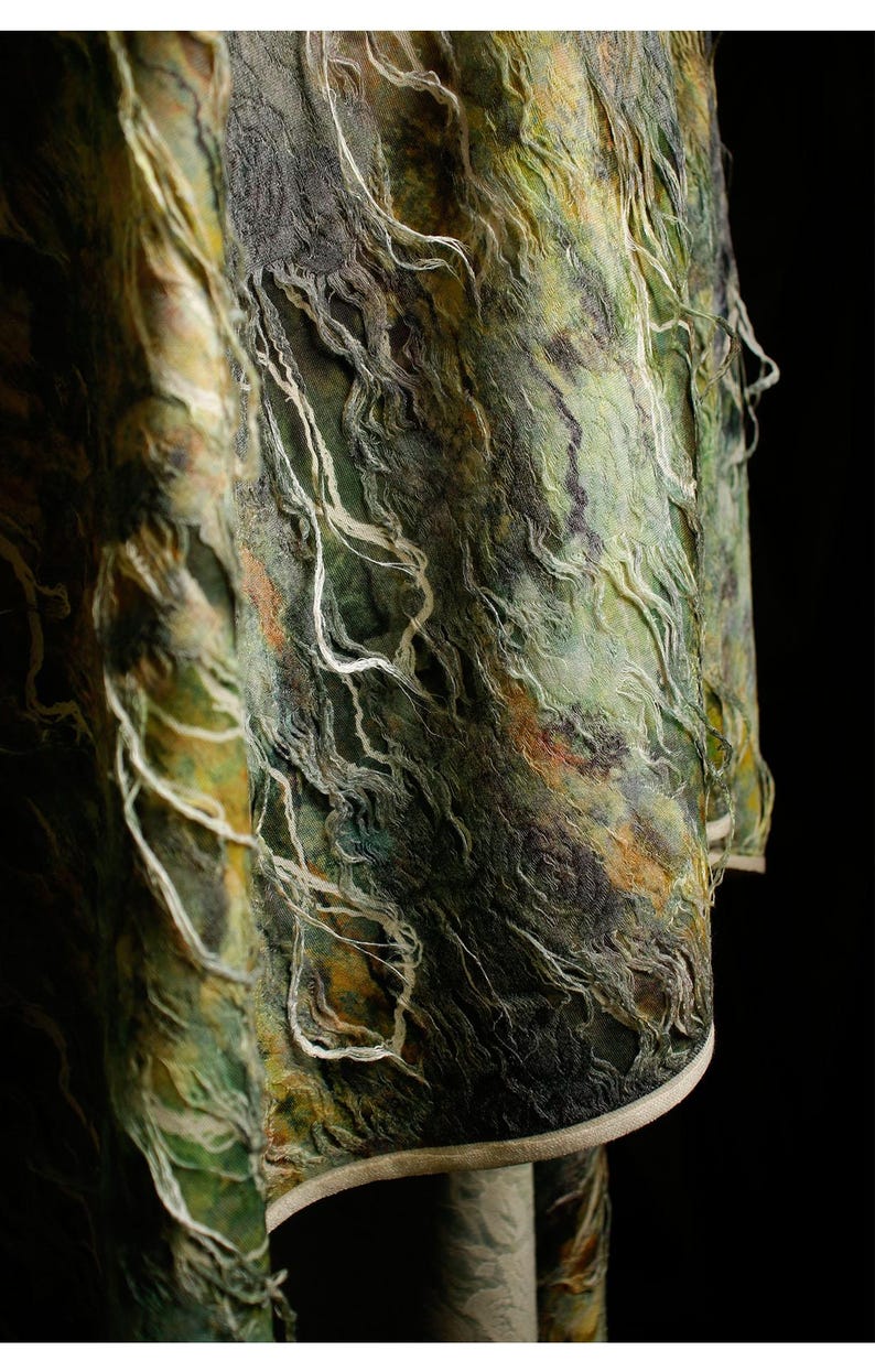 1.55 Meters Wide Moss Rock Tattered Flower Texture Old Fabric Tie ...