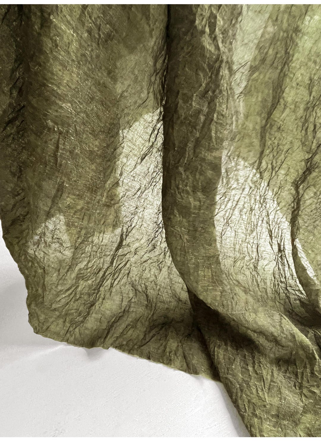 1.5 Meters Wide Green Wrinkled Texture Lightweight Cotton Blend Fabric ...