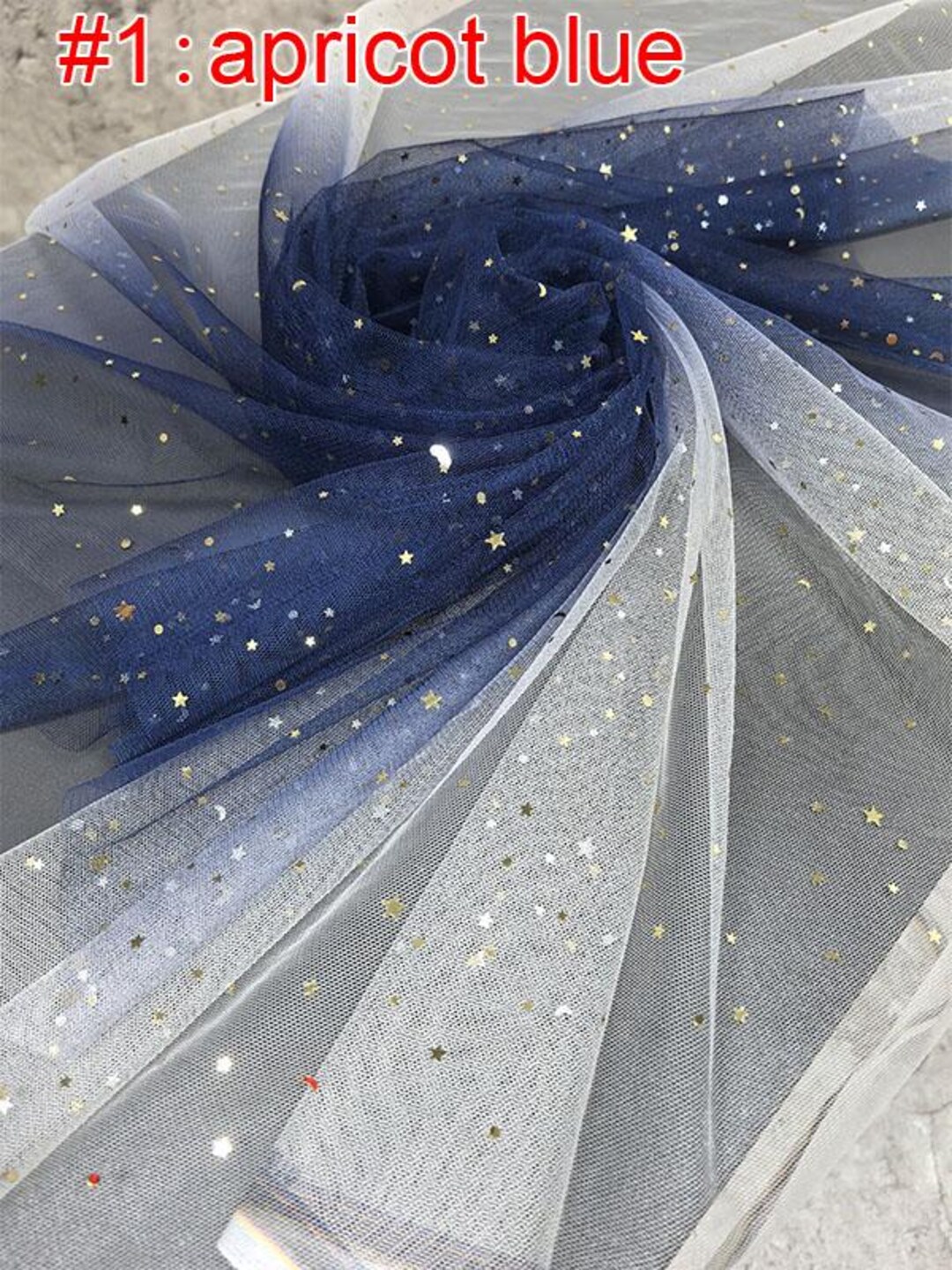 1.5 Meters Wide Gradient Star Moon Mesh Lace Sparkling Yarn Nail Art ...