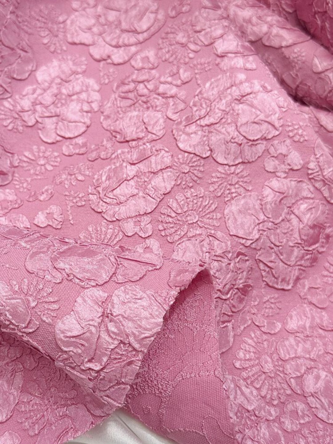 Peach Pink Concave Convex Relief Jacquard Fabric for Spring Autumn ...