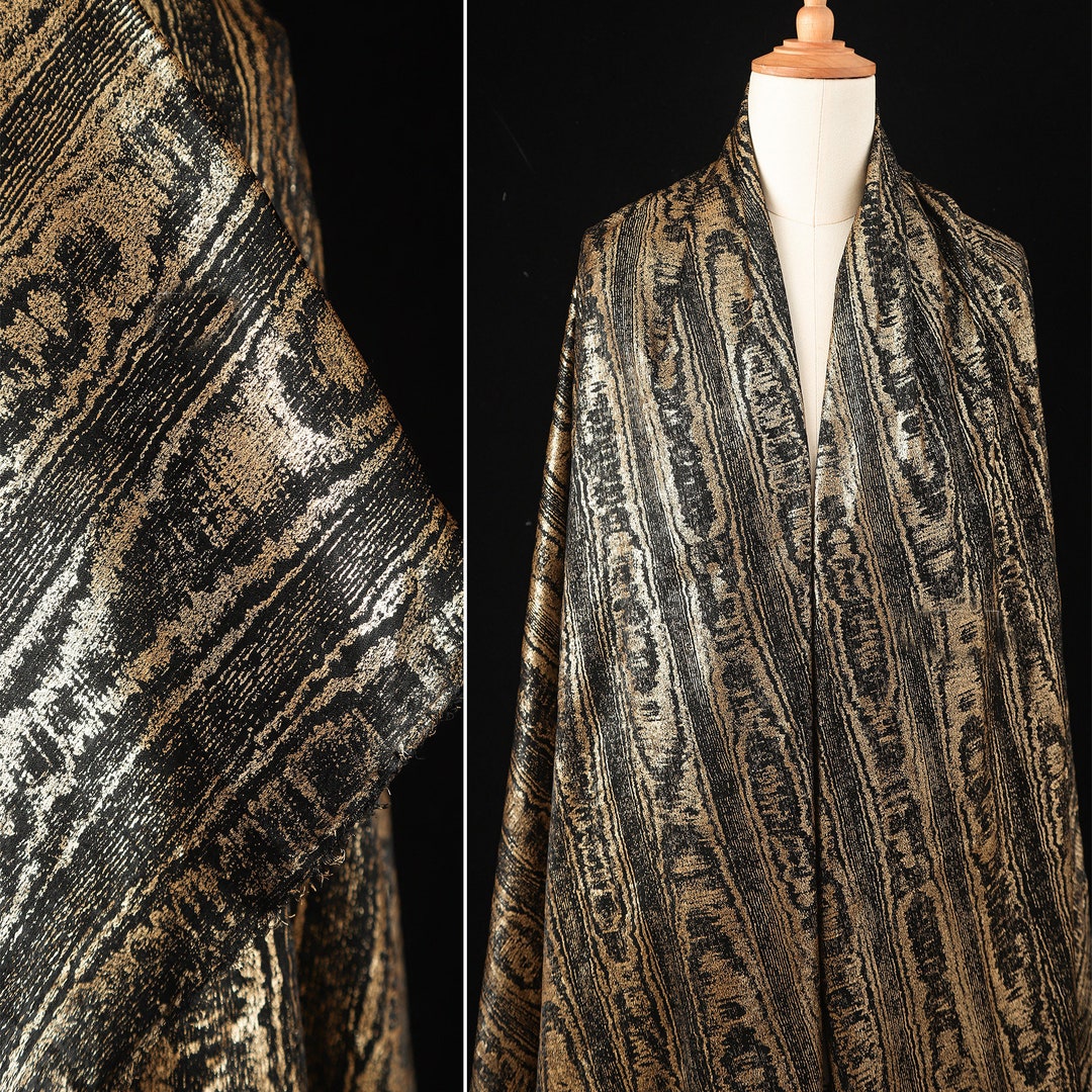 Black Gold Tree Bark Pattern Hot Stamping Fabric Thin Gold Wire ...
