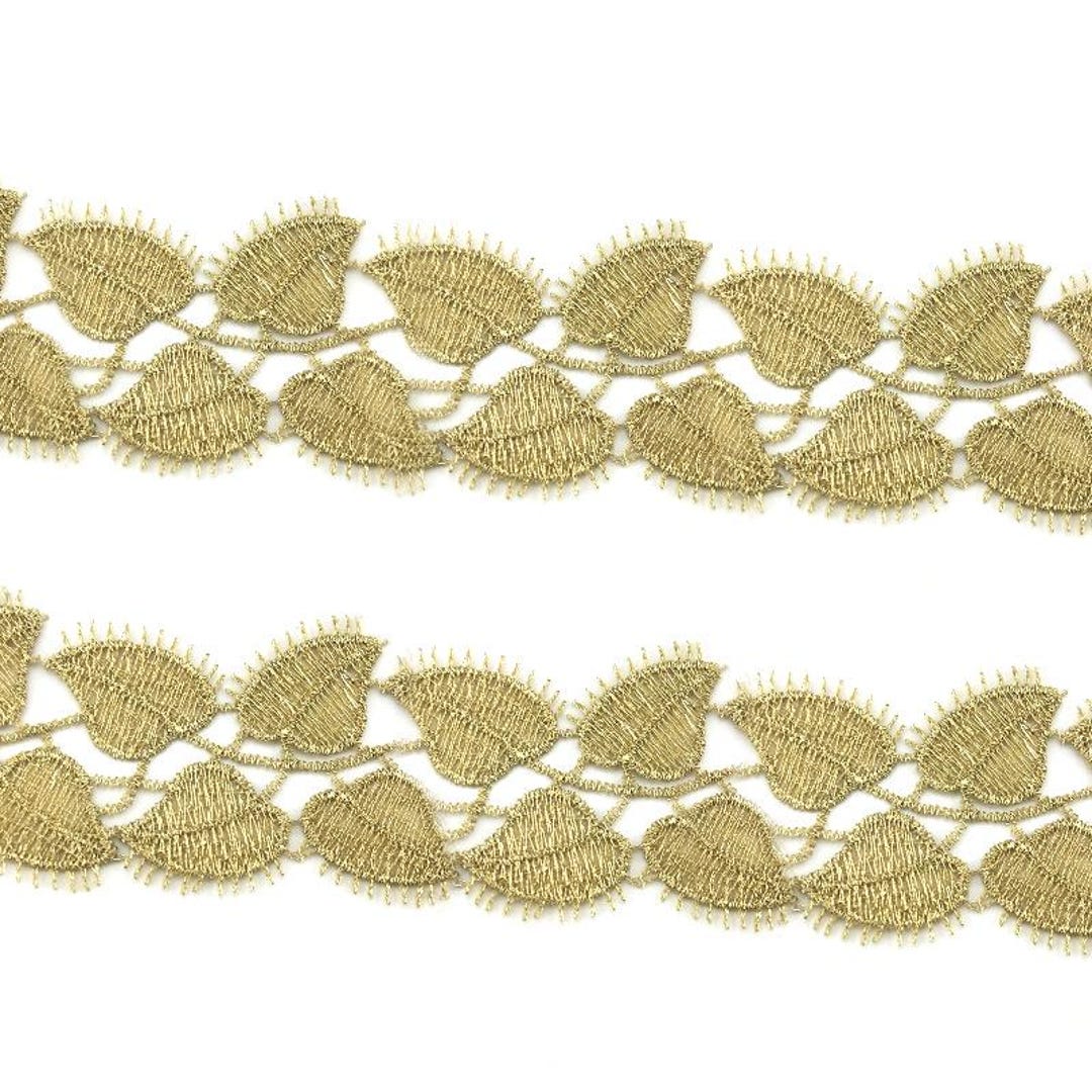 5 Yards 4.5cm 1.77" Wide Gold Braid Leaf Fabric Embroidery Wedding ...