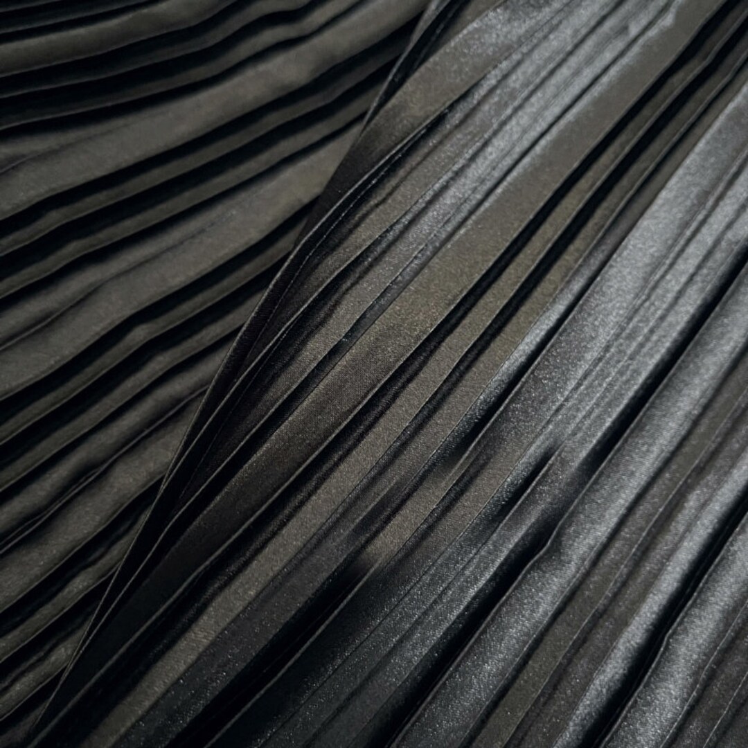 Pure Black Stage Clothing Satin Pleated Fabric Organ Wedding Party ...