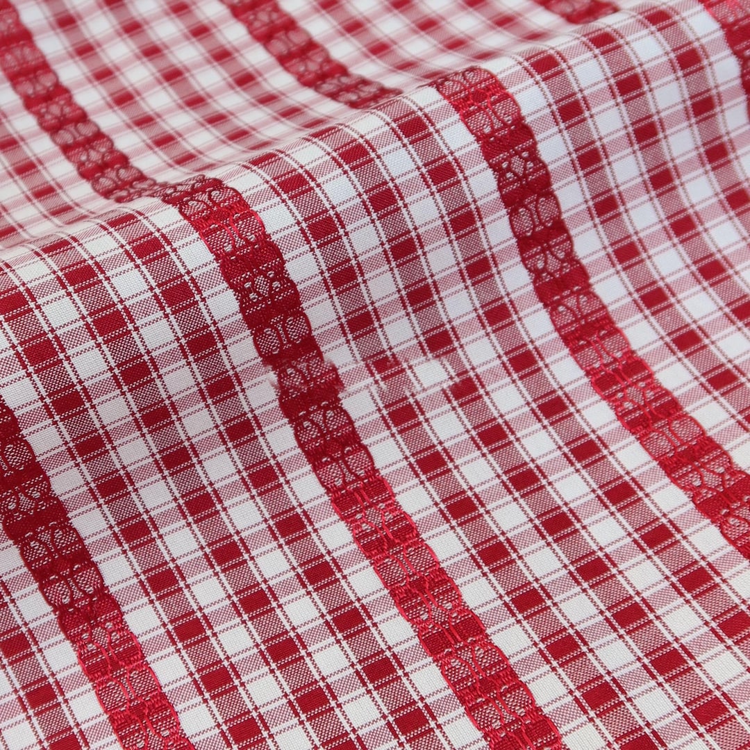 1.45 Meters Wide Vintage Red Checkered Lace Handmade Shirt Wide Leg ...