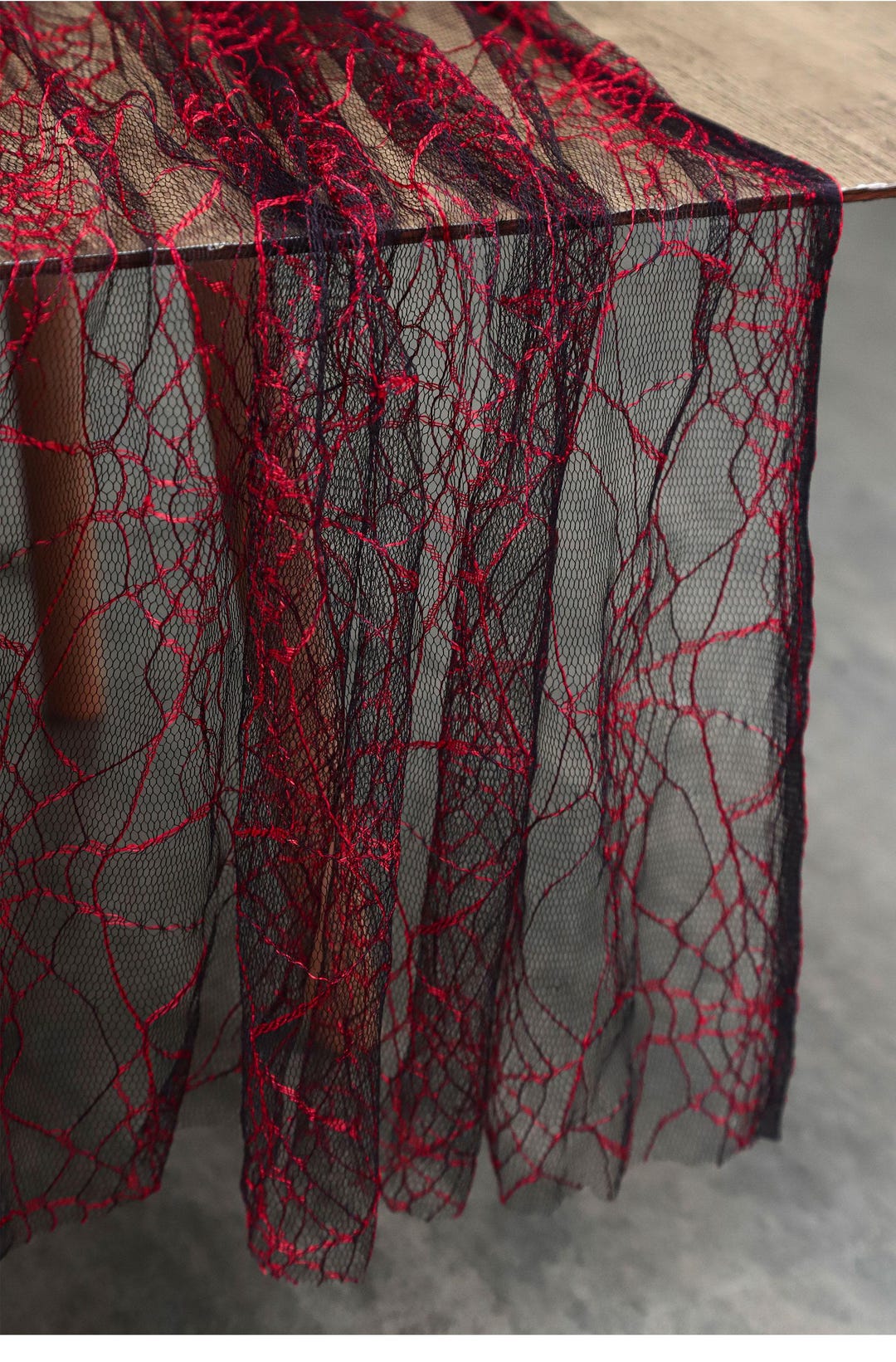 1.5 Meters Wide Red Spider Web Texture Thin Transparent Mesh Fabric ...