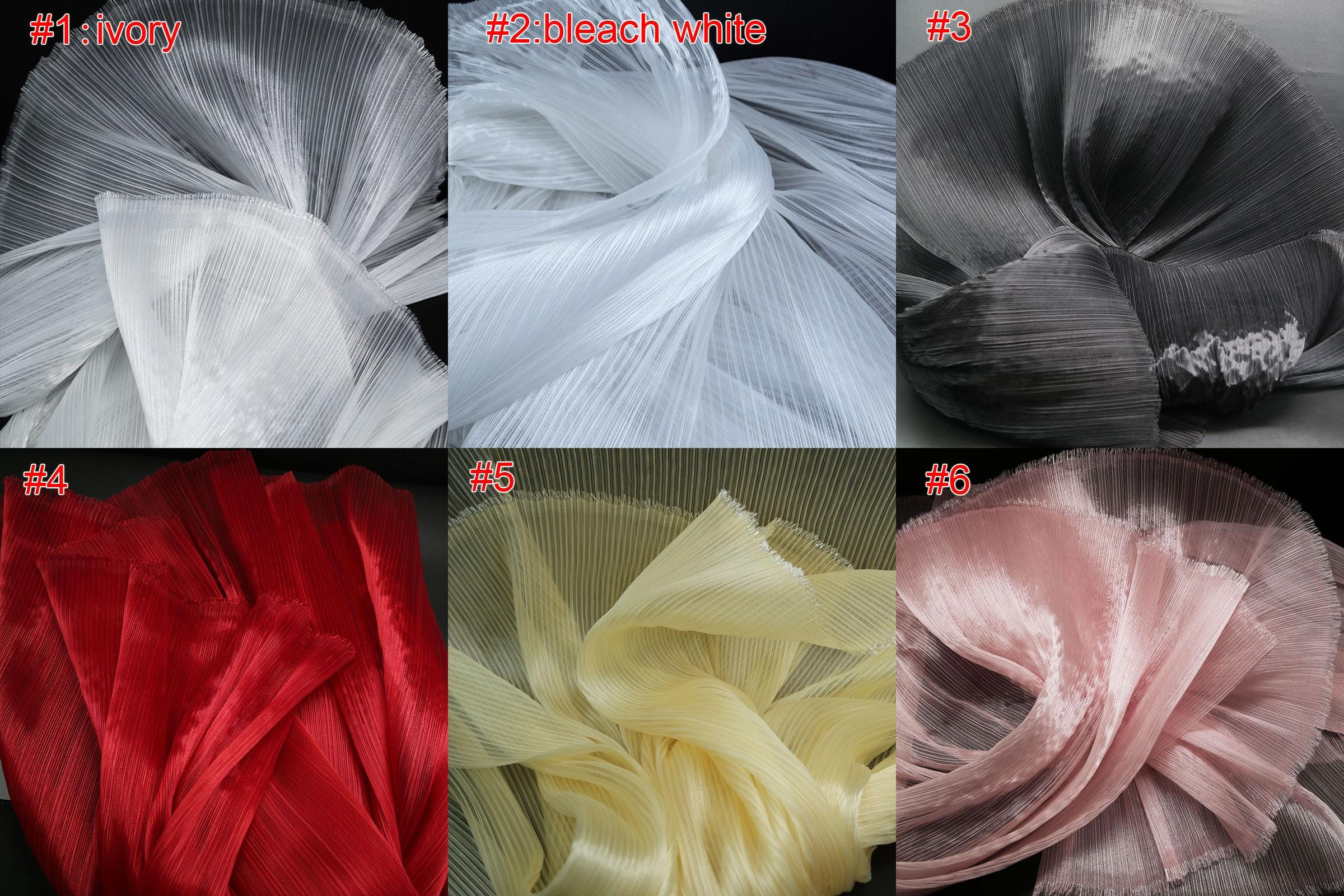 Bright White Pleated Ruffled Texture Organza Yarn Veil Fabric DIY ...