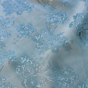 Blue/pink/green Rose Flower Royan Silk Jacquard Fabric Flowing Soft ...