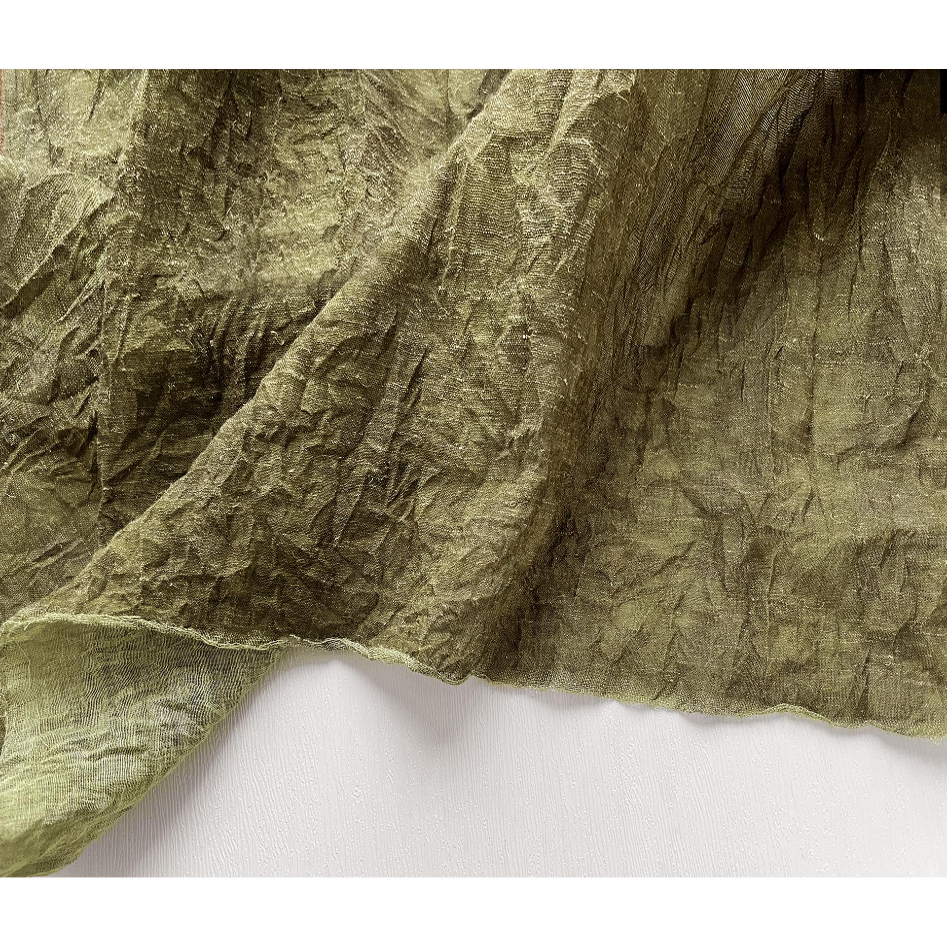 1.5 Meters Wide Green Wrinkled Texture Lightweight Cotton Linen Fabric ...