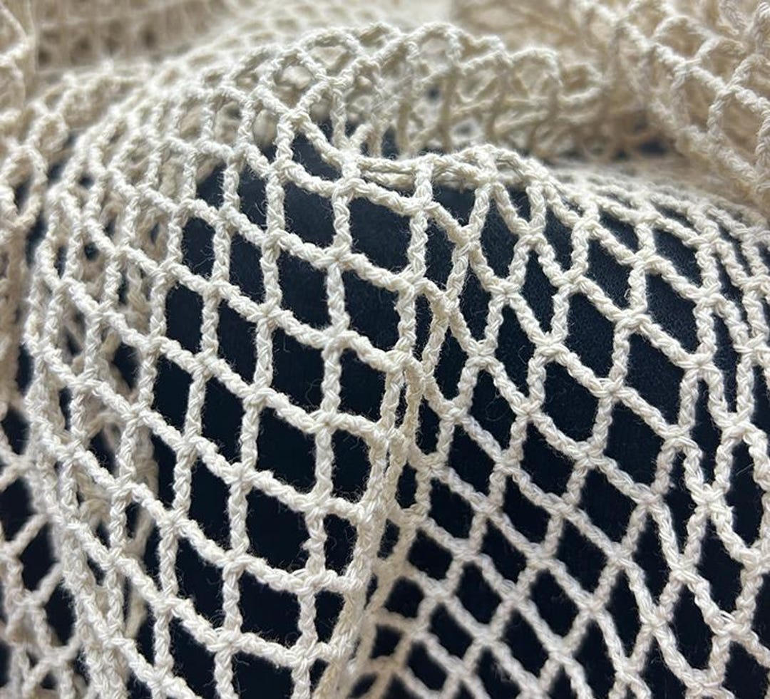 1.4 Meters Wide Beige Linen Woven Cotton Grid Mesh Fishing Net Fabric ...