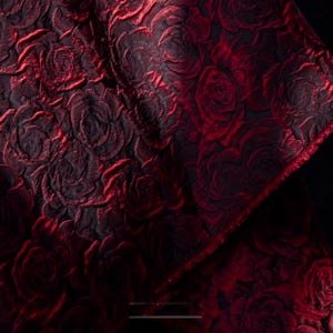 Wine Red Rose Jacquard Fabric Wedding Party Diy Dress Pants Skirt Shirt ...