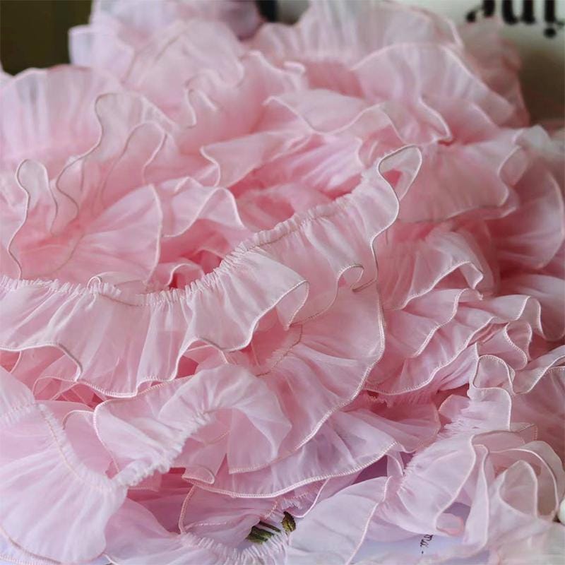 5 Meters 3-5cm Wide Ivory/pink/blue Soft Tulle Gauze Ruffle Pleat Child ...