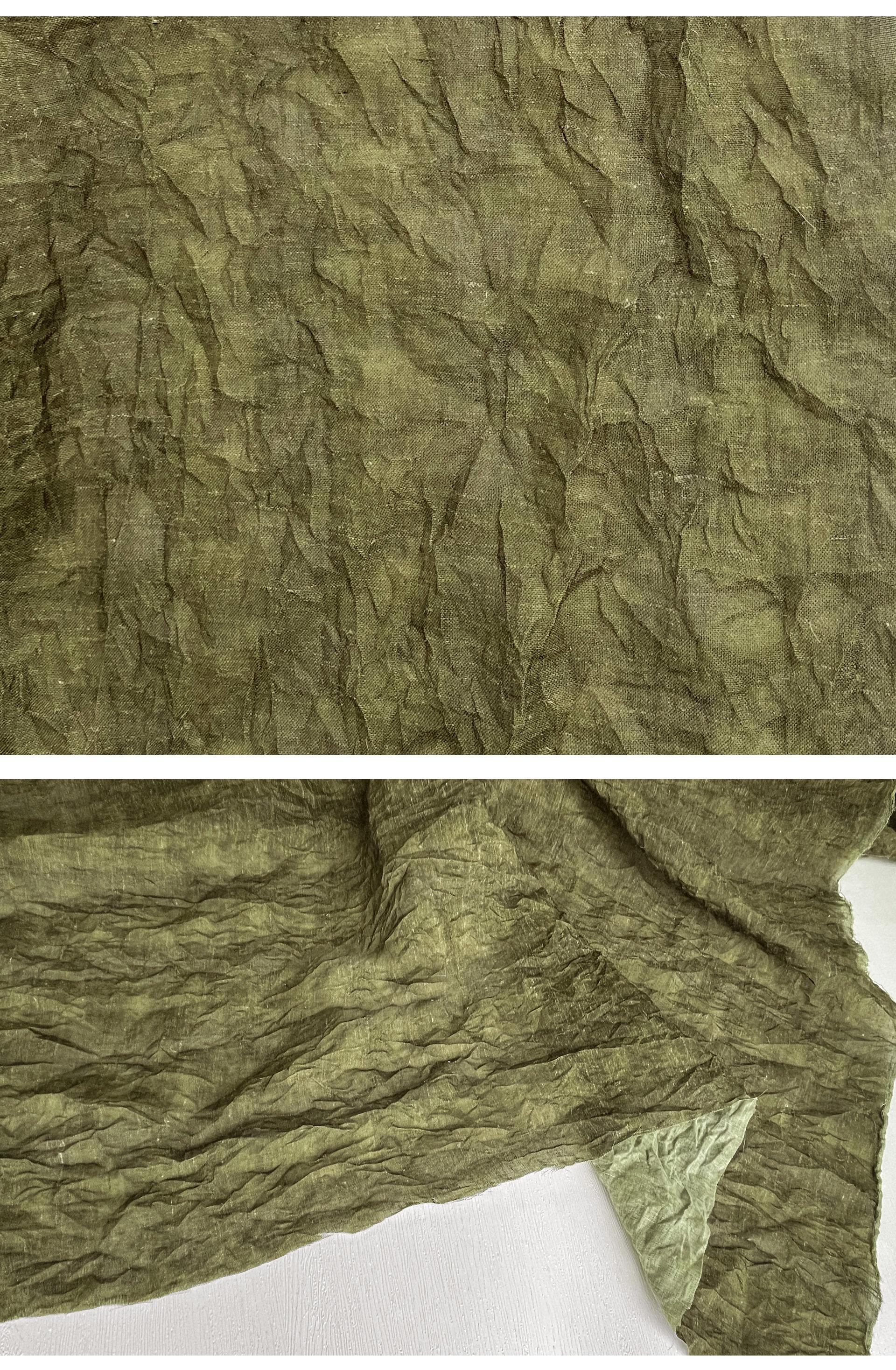 1.5 Meters Wide Green Wrinkled Texture Lightweight Cotton Blend Fabric ...